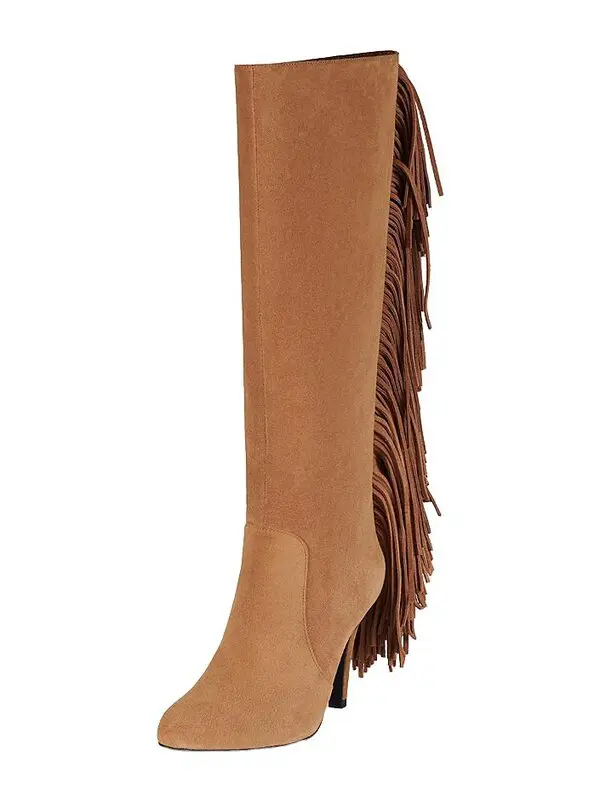 Jeffrey Campbell Old West Fringe Boots - Tan Suede