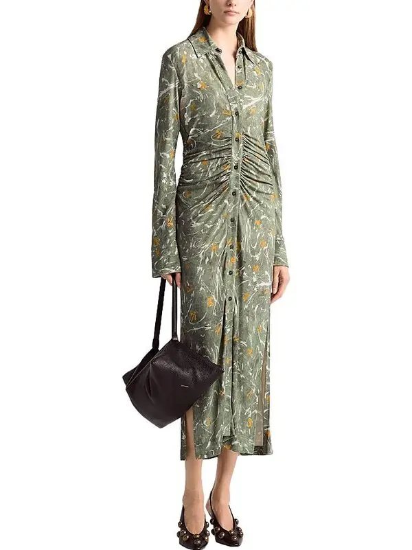 Altuzarra Claudia Floral Button-front Dress - Monstera Marbled