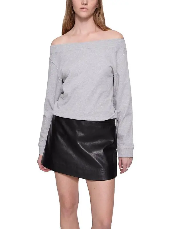 Rebecca Minkoff Kora Off Shoulder Sweatshirt - Heather Grey