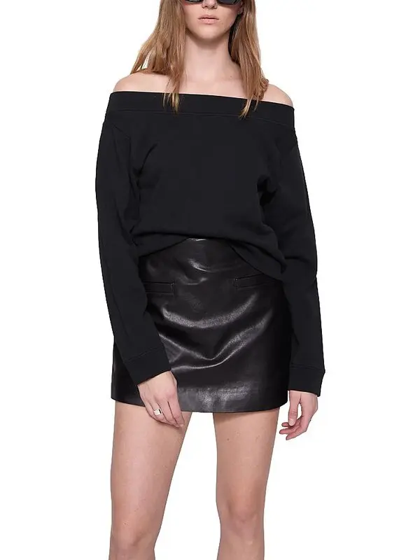 Rebecca Minkoff Kora Off-the-shoulder Sweatshirt - True Black