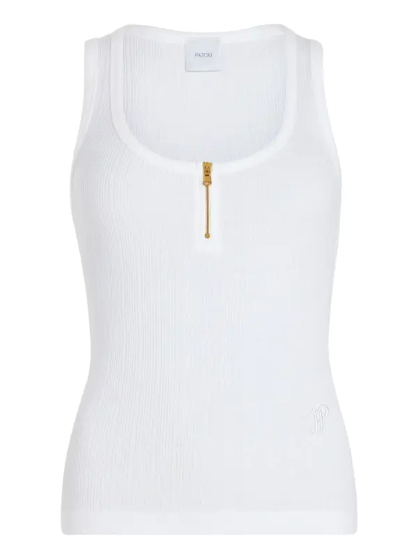 Patou Scoop-neck Ribbed Tank Top - White