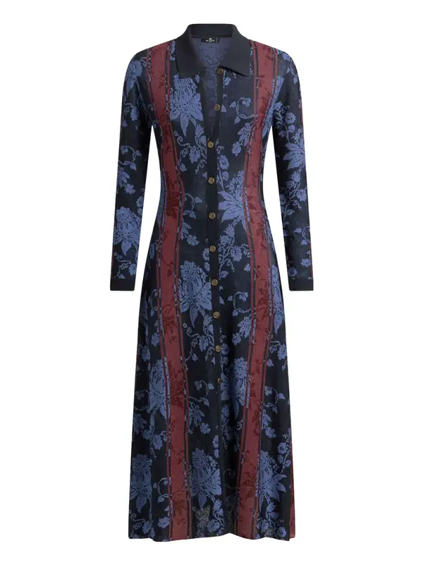 Etro Floral Jacquard Maxi Cardigan - Blue