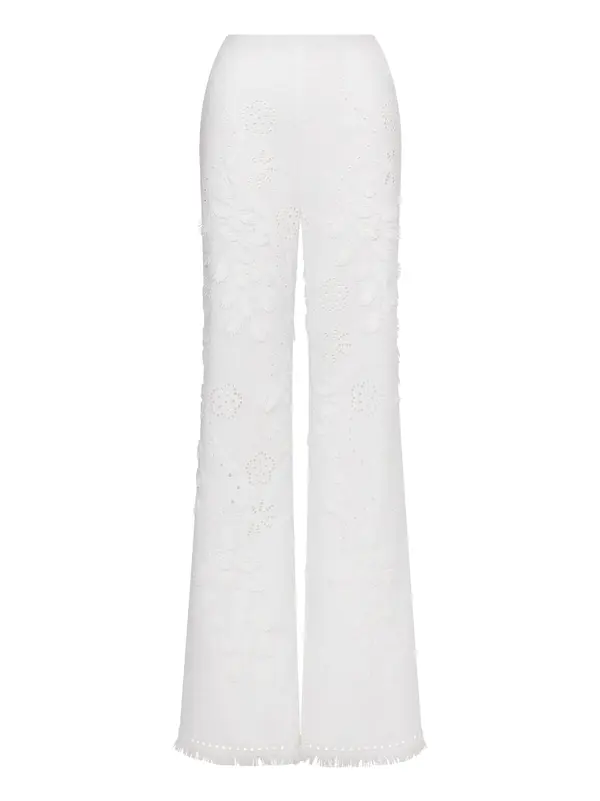 Alberta Ferretti Embroidered Palazzo Pants - White
