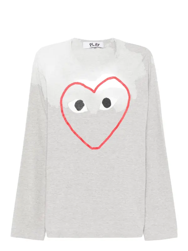 Play Comme Des Garcon Outline Heart-print T-shirt - Grey