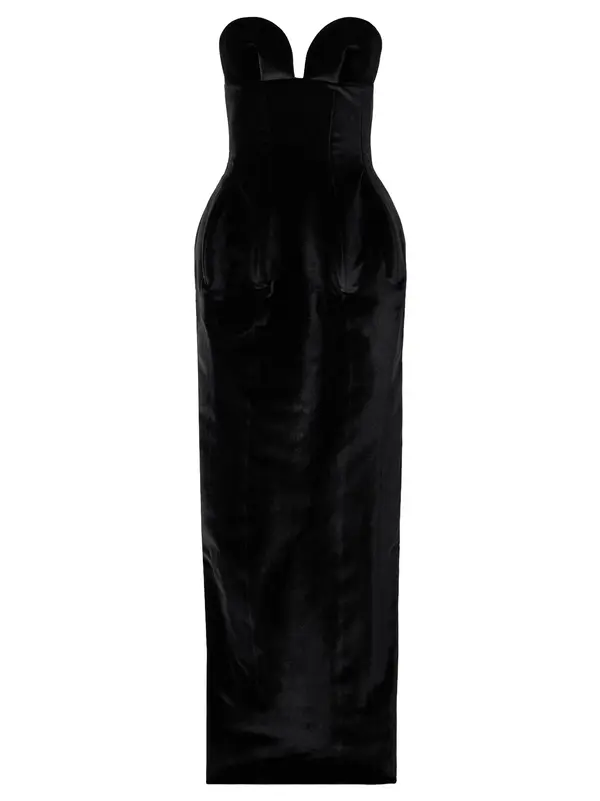 MONOT Strapless Velvet Gown - Black