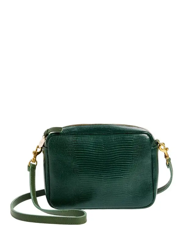 Clare V. Midi Sac Lizard Embossed Leather Crossbody Bag - Forest Lizard