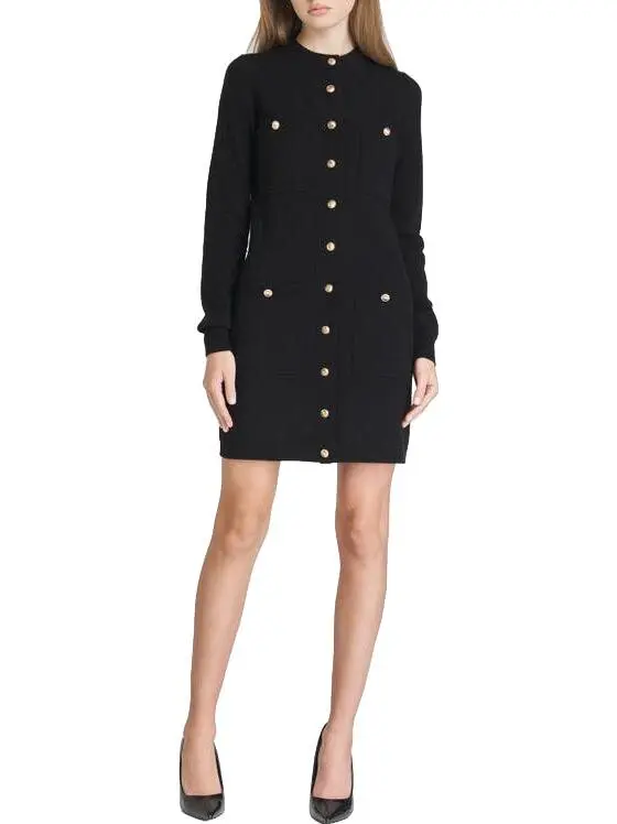 WAYF Becca Belted Mini Sweater Dress - Black