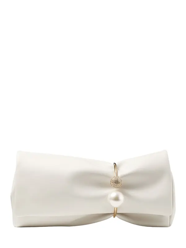 JIMMY CHOO Leather Xandra Clutch - White