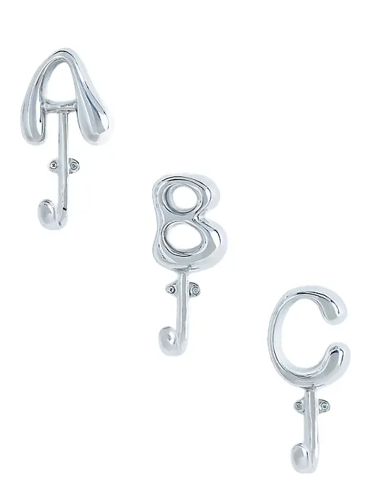 Anthropologie Bubble Letter Monogram Hook - Silver