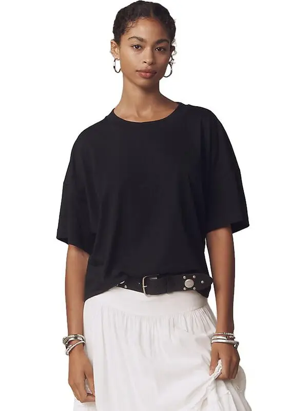 Maeve Overd Short-sleeve Mercerized Cotton Crew-neck Tee - Black Onyx
