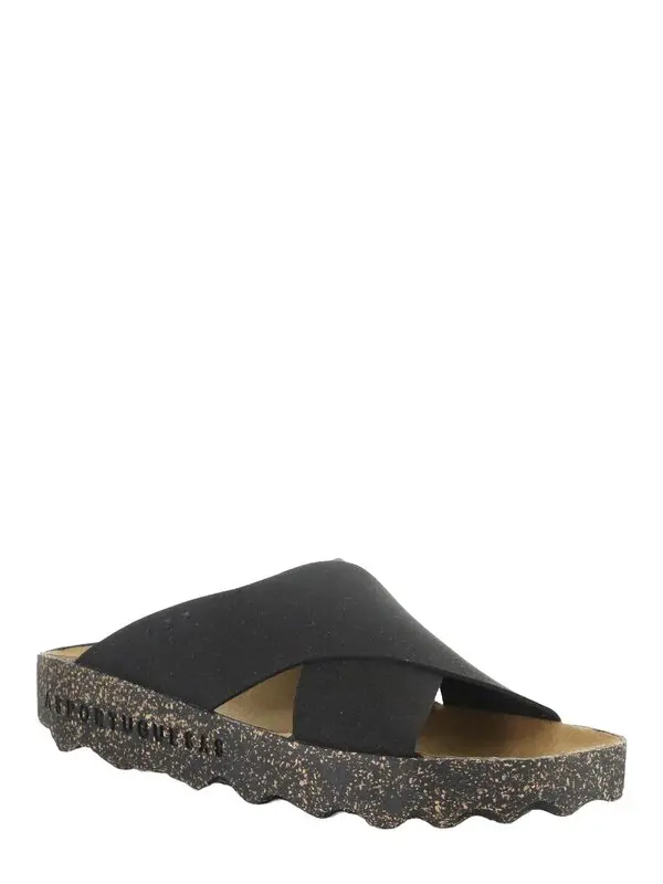 Fly London Cross Slide Sandal - Black Suede