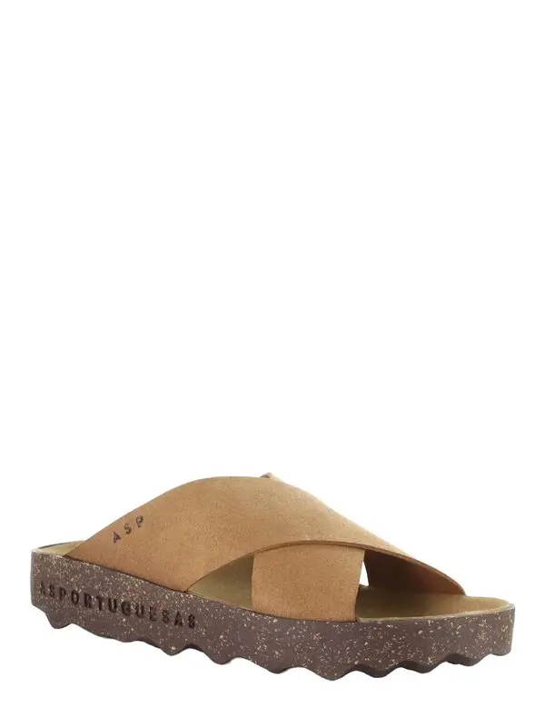 Fly London Cross Slide Sandal - Brown Suede