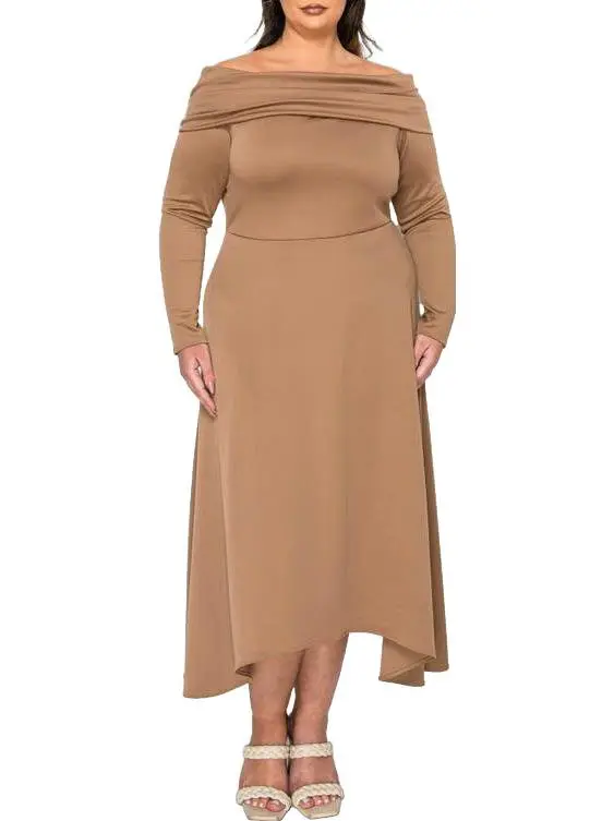 L I V D Lyra Off-the-shoulder Maxi Dress - Mocha