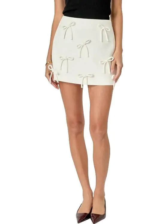 English Factory Bow Embellished Miniskirt - Cream