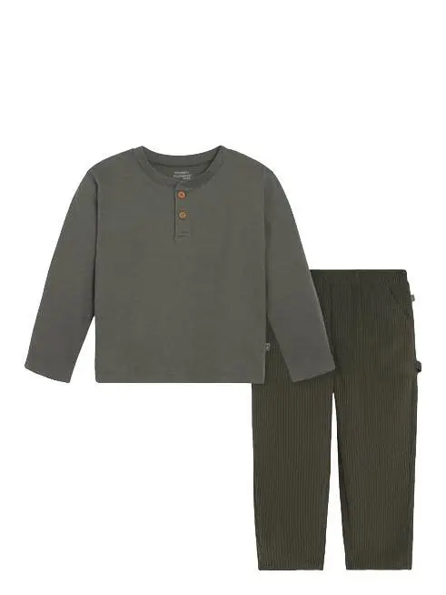 MODERN MOMENTS™ BY GERBER Henley Shirt And Pant Set - Dark Green