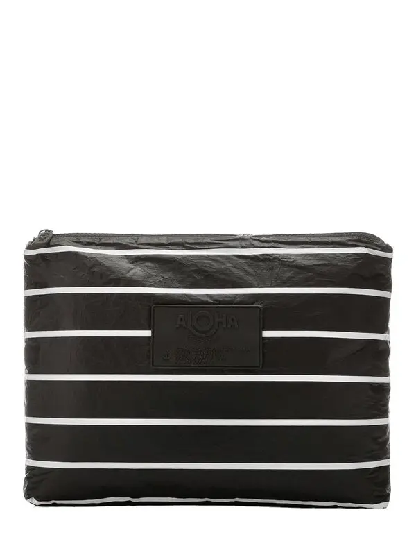 ALOHA COLLECTION Pinstripe Zip Pouch - White/ Black