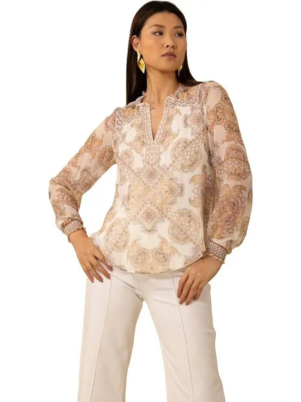 Hale Bob Renata Silk Top - Neutral