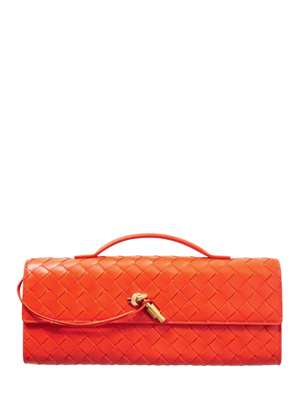 Bottega Veneta Andiamo Intrecciato Leather Clutch - Orange
