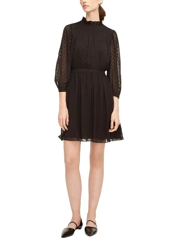 Rebecca Taylor Clip-dot Shirt Dress - Black