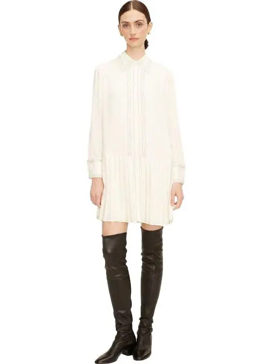 Rebecca Taylor Silk Pleated Mini Dress - Snow