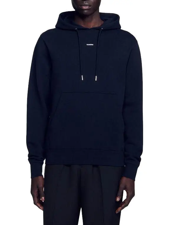 Sandro Organic Cotton Embroidered Hoodie - Black