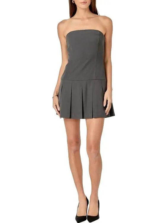 Endless Rose Pleated Strapless Mini Dress - Charcoal