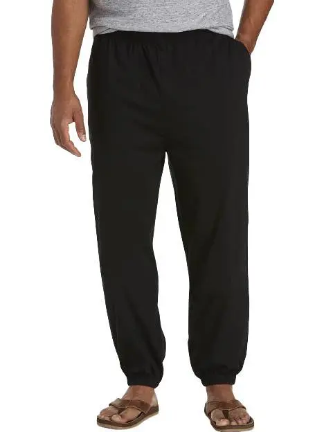 HARBOR BAY BY DXL Big & Tall Cinched-hem Jersey Pants - Black