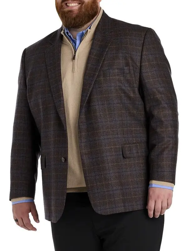 OAK HILL PREMIUM BY DXL Oak Hill Premium Plaid Sport Coat - Brown