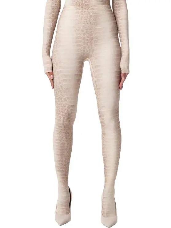 Naked Wardrobe Print Toe Leggings - Bone Crocodile