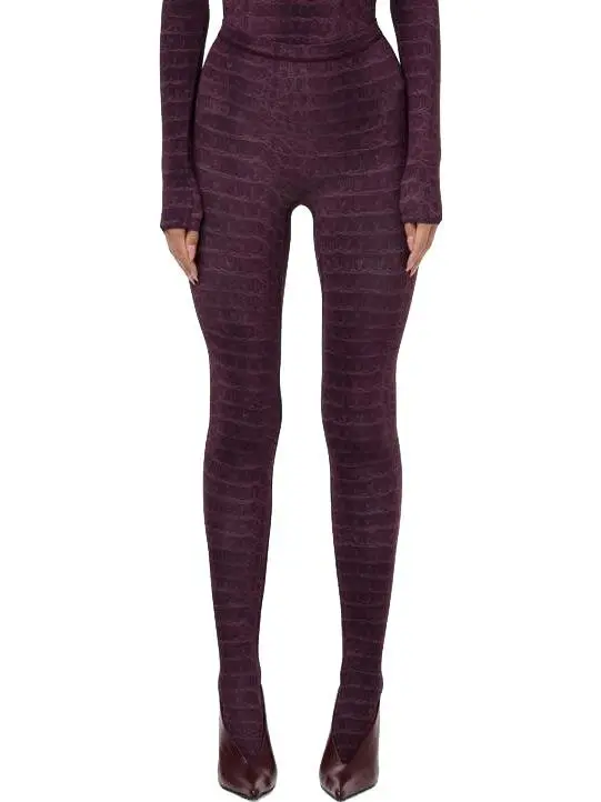 Naked Wardrobe Print Toe Leggings - Dark Plum Crocodile