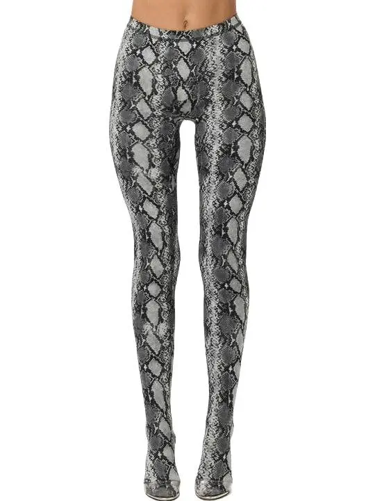 Naked Wardrobe Print Toe Leggings - Grey Snakeskin