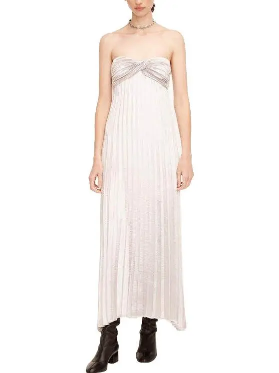 Rebecca Taylor Lamé Pleated Dress - Silver