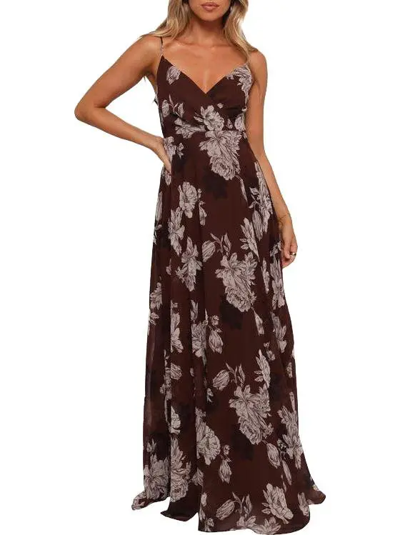 PETAL & PUP Madilyn Print Maxi Dress - Brown Floral