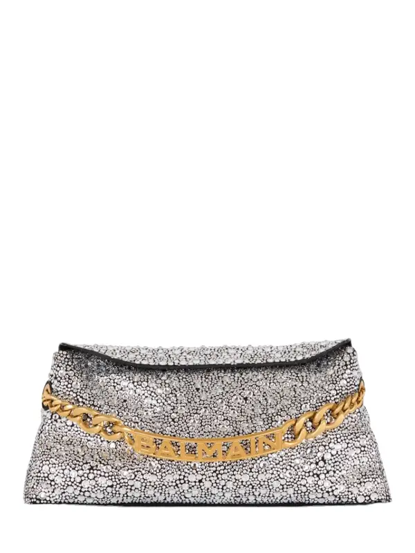 Balmain 1945 Rhinestone-embellished Clutch - Black