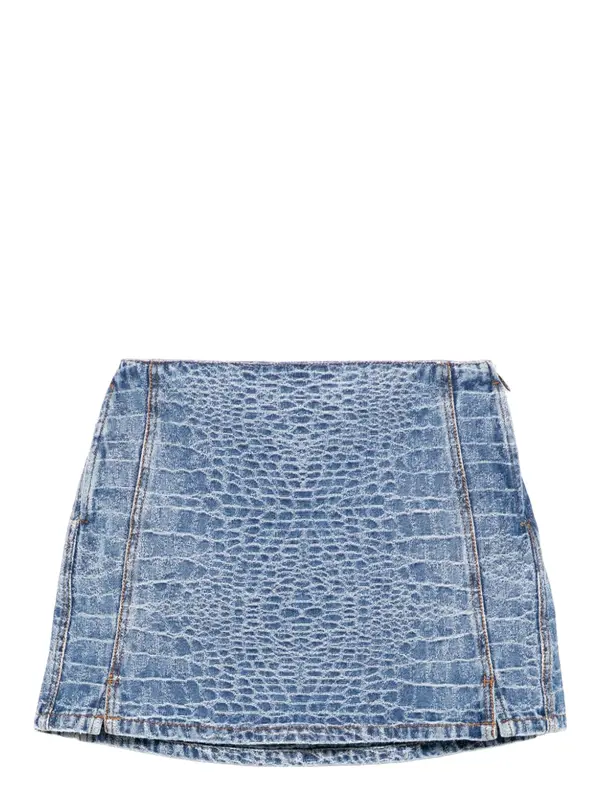 Ermanno Scervino Crocodile-print Denim Mini Skirt - Blue