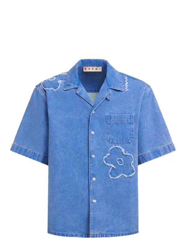 Marni Floral Embroidery Shirt - Blue