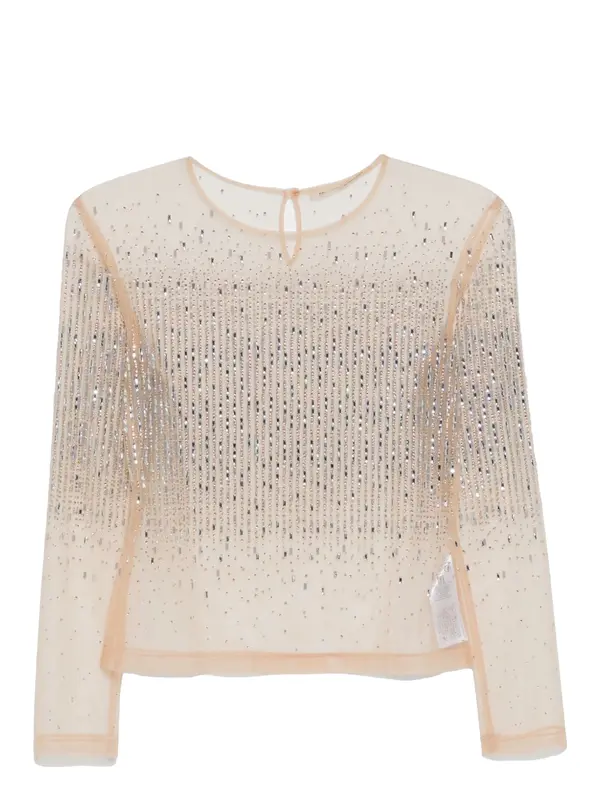 Ermanno Scervino Tulle Crystal-embellished Top - Neutrals