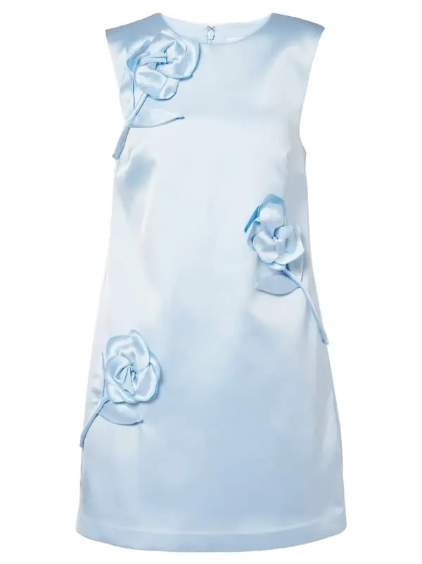SELF-PORTRAIT Floral-appliqué Mini Dress - Blue