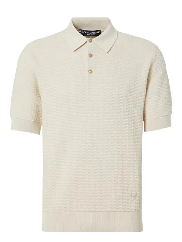 Dolce & Gabbana Dg Knitted Cotton Polo Shirt - Beige