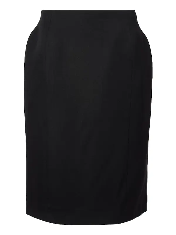 Balenciaga Hourglass Wool Midi Skirt - Black
