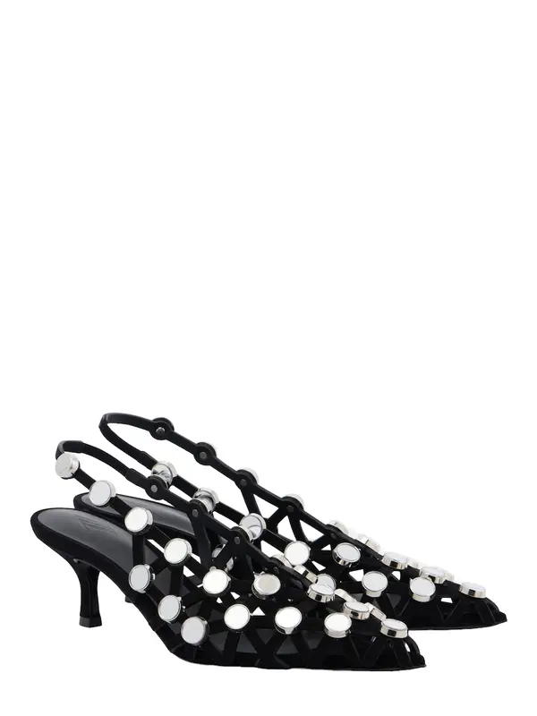 Attico Embellished Leather Mules - Black