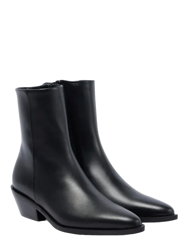 A.emery Hudson Leather Ankle Boots - Black