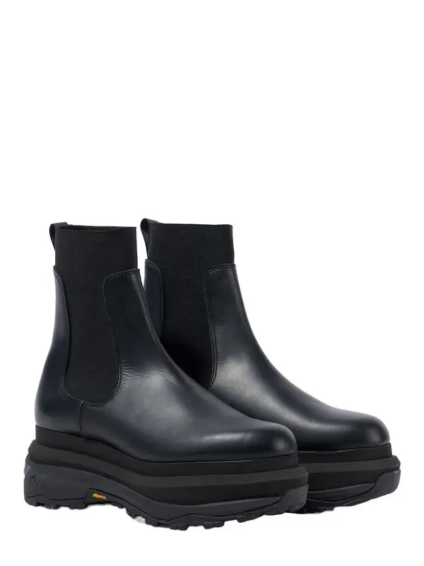Sacai Leather Chelsea Boots - Black