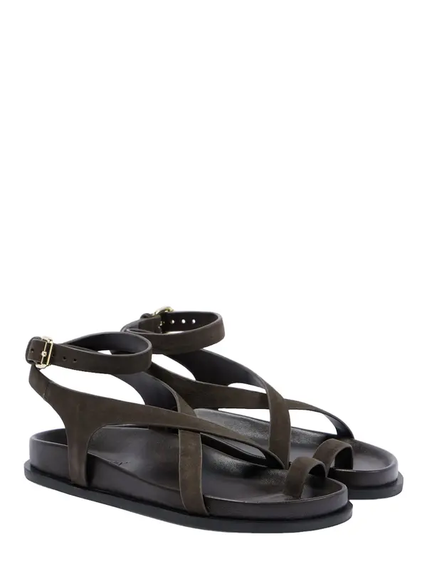 A.emery Jalen Slim Suede Sandals - Brown