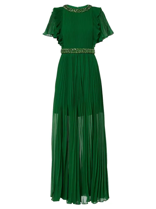 SELF-PORTRAIT Crystal-embellished Gown - Green