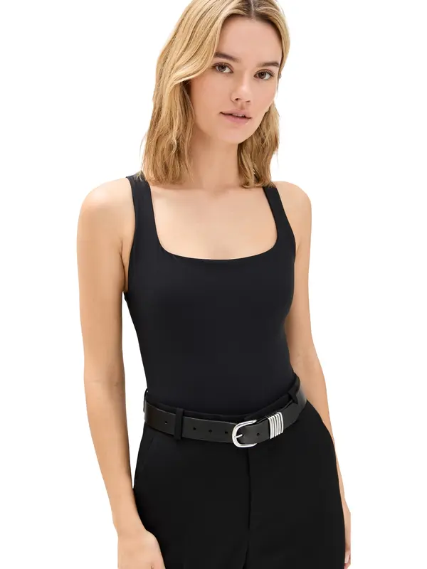 STYLEST Square Neck Bodysuit - Caviar