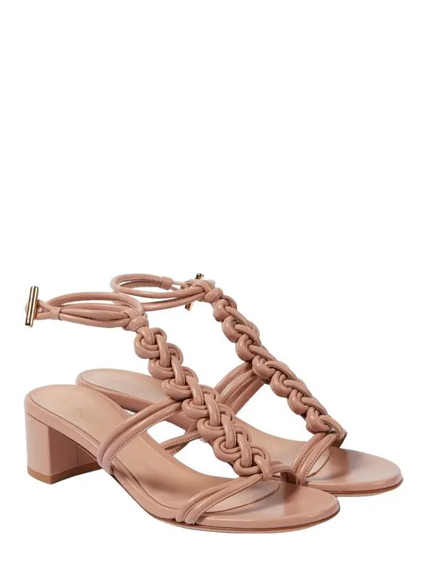 GIANVITO ROSSI Metallic Leather High Heel Sandals - Beige