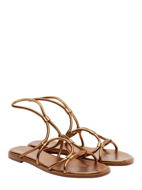 GIANVITO ROSSI Leather Sandals - Gold