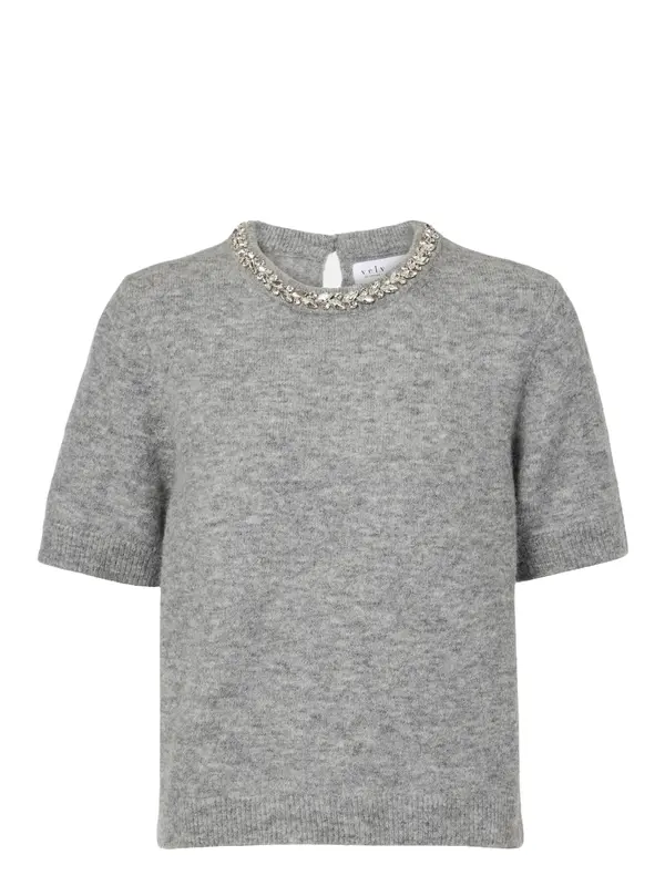 Velvet By Graham & Spencer Layton Embellished Top - Grey