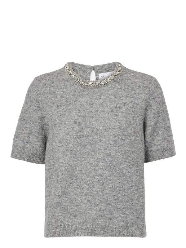 Velvet By Graham & Spencer Layton Embellished Top - Grey